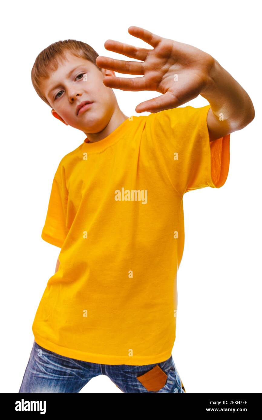Boy in yellow shirt hi-res stock photography and images - Alamy