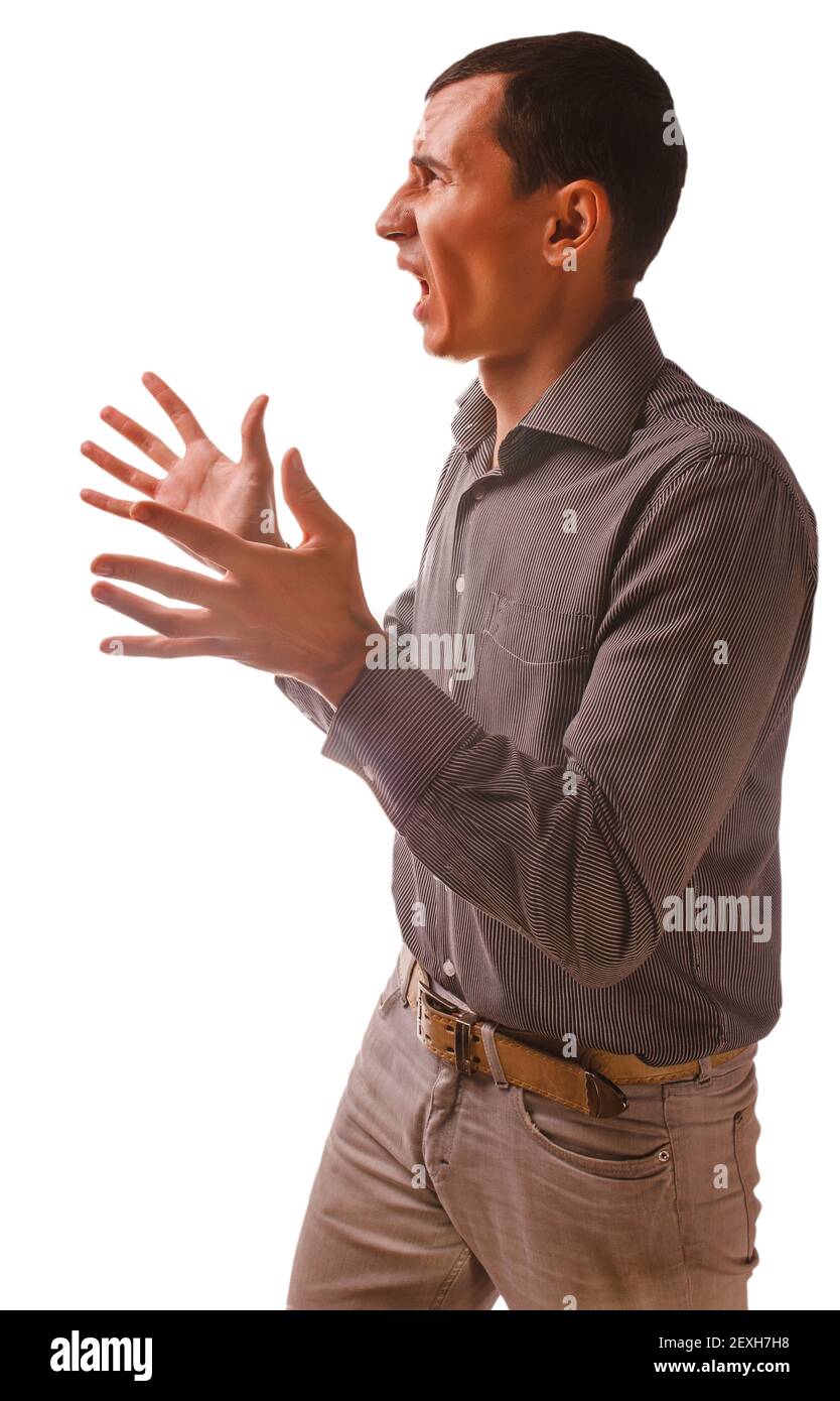 Angry man brunette experiencing anger emotions, father Stock Photo - Alamy