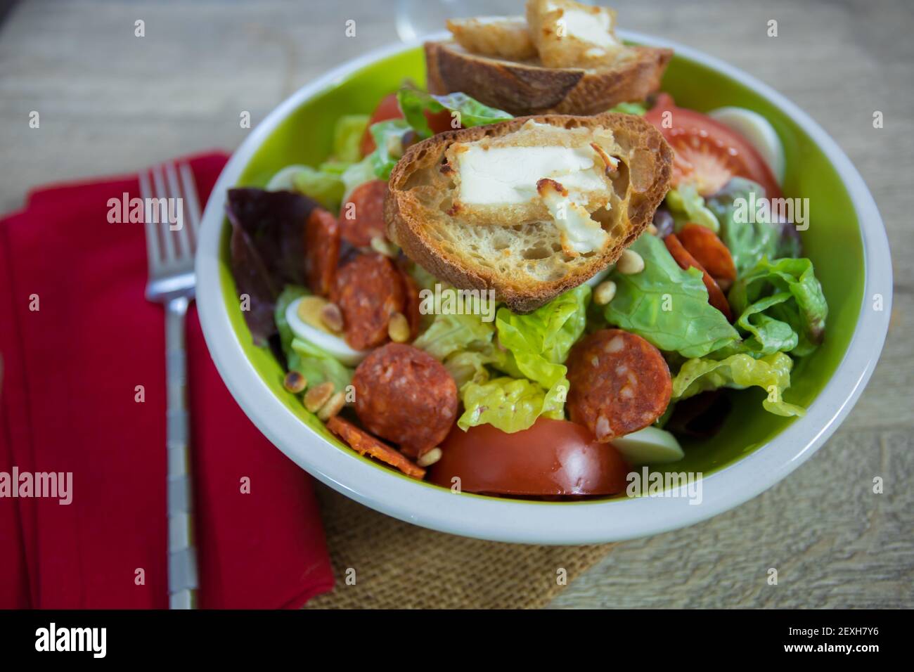 mixed salad with toast Stock Photo - Alamy