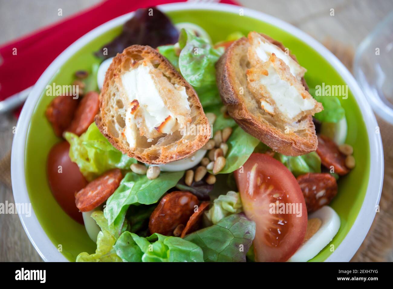 mixed salad with toast Stock Photo - Alamy