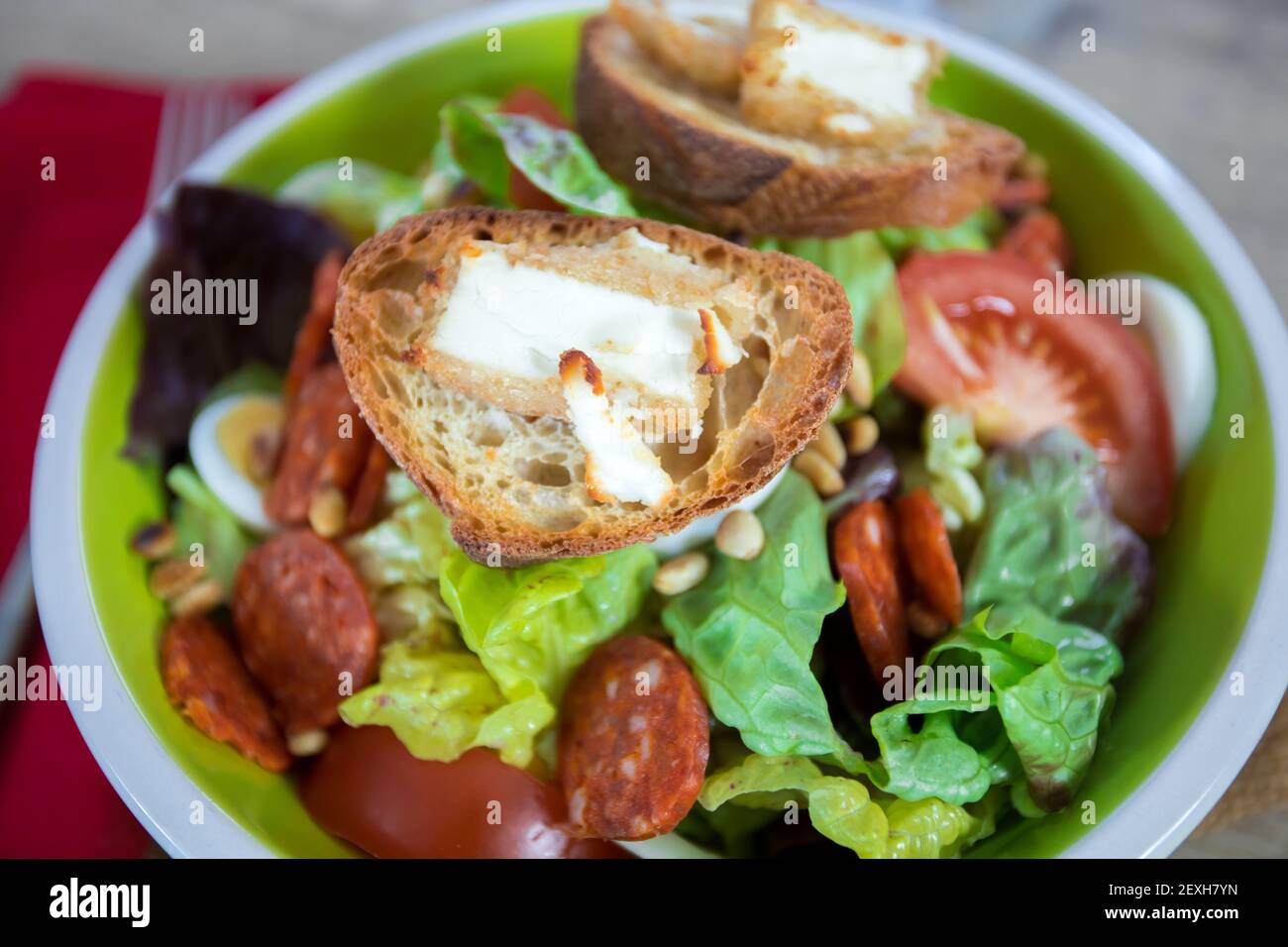 mixed salad with toast Stock Photo - Alamy