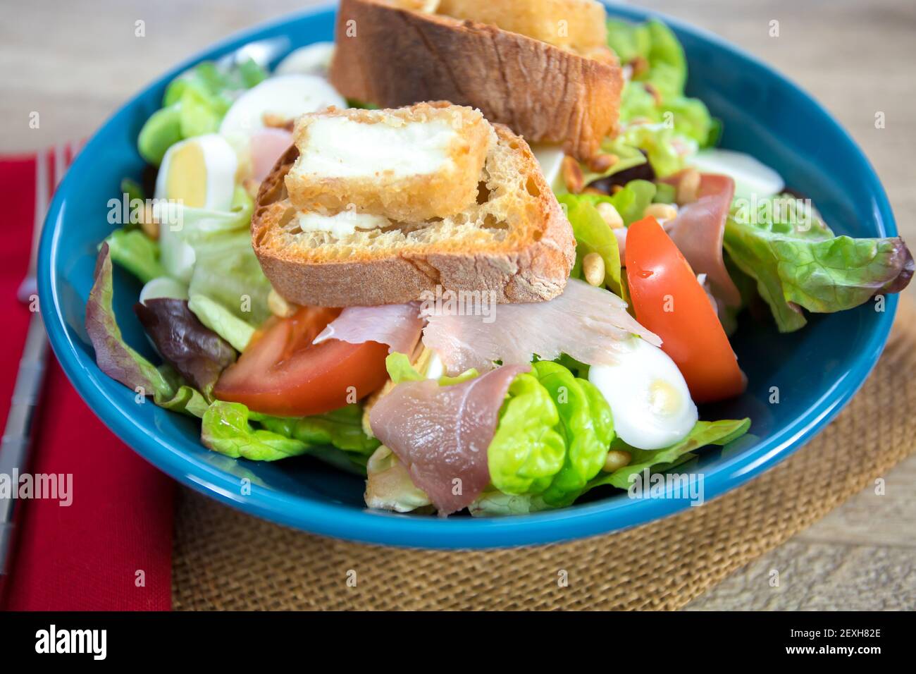 mixed salad with toast Stock Photo - Alamy