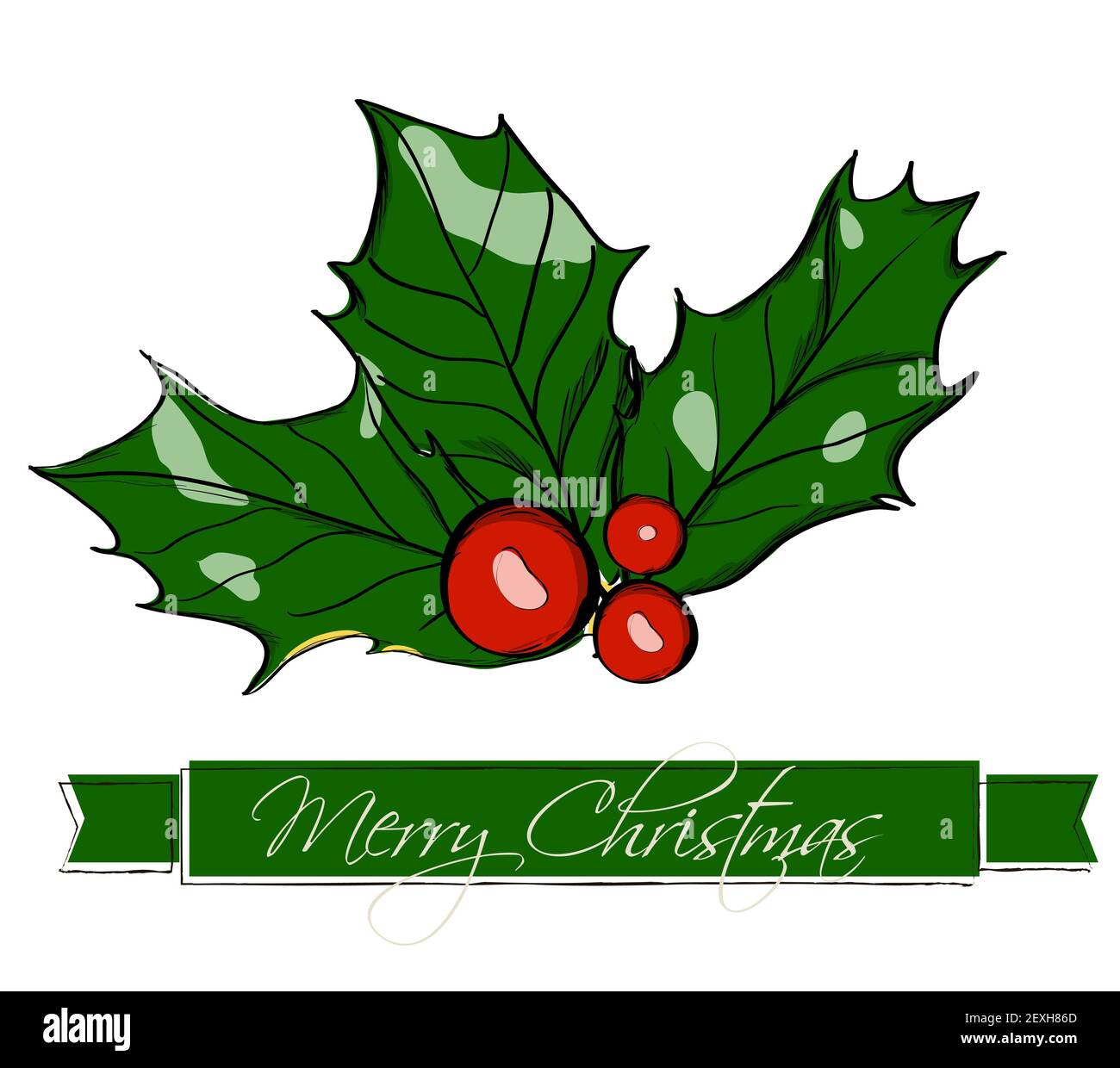Holly leaf illustration Cut Out Stock Images & Pictures - Alamy