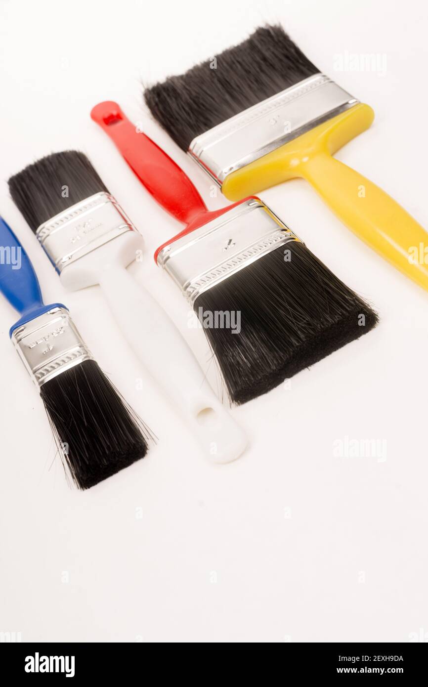 Assorted Selection Plastic Handled Paint Brushes Construction Tool ...