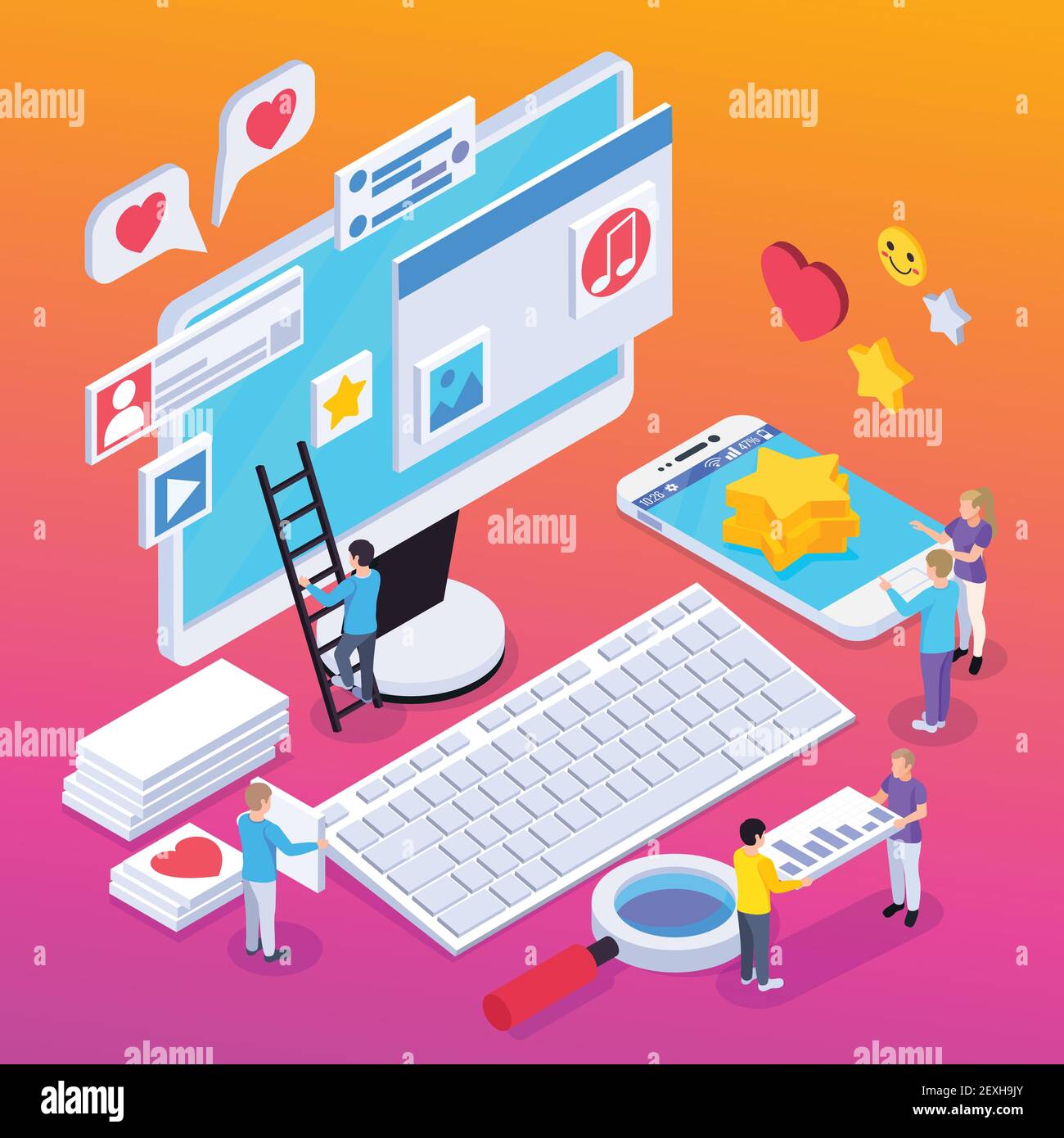 SEO isometric composition with project and idea symbols isolated vector ...