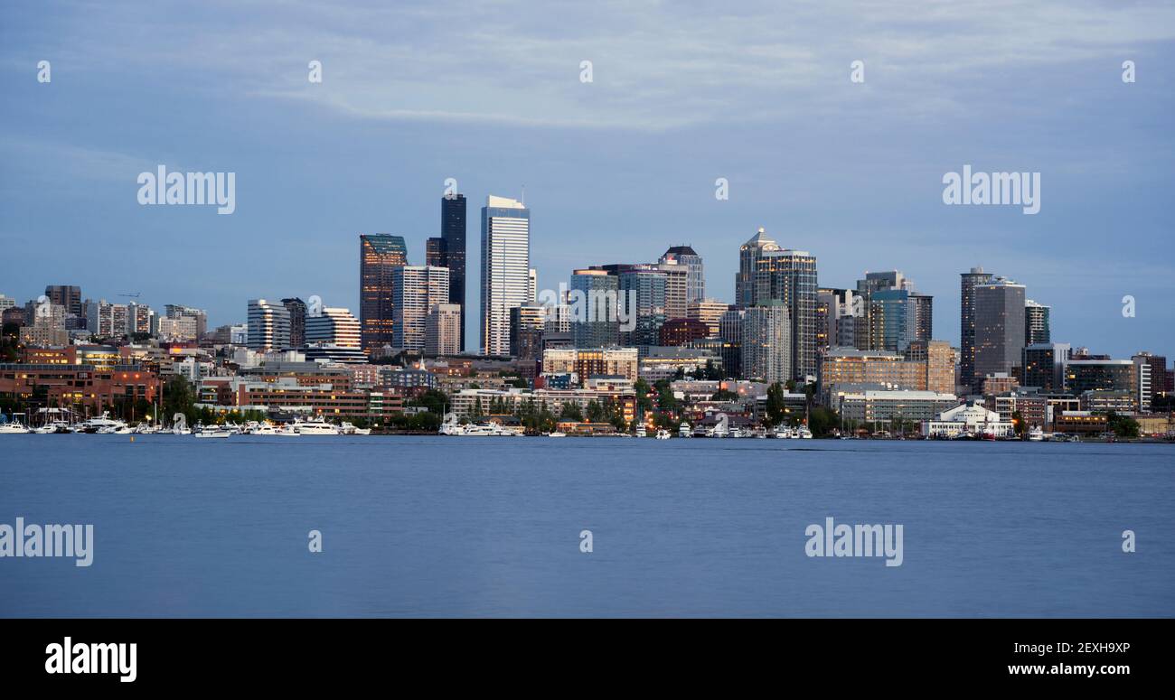 Seattle Skyline Downtown Office Buildings Nautical Transportation Lake ...