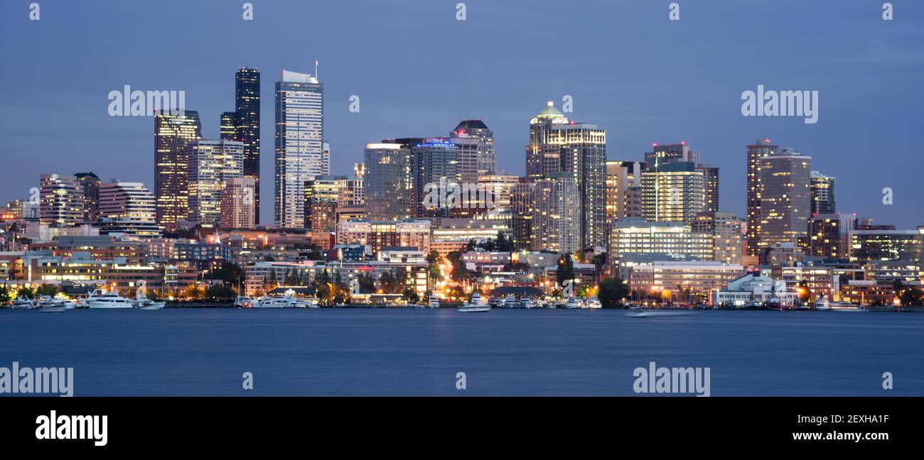 Seattle Skyline Downtown Office Buildings Nautical Transportation Lake ...