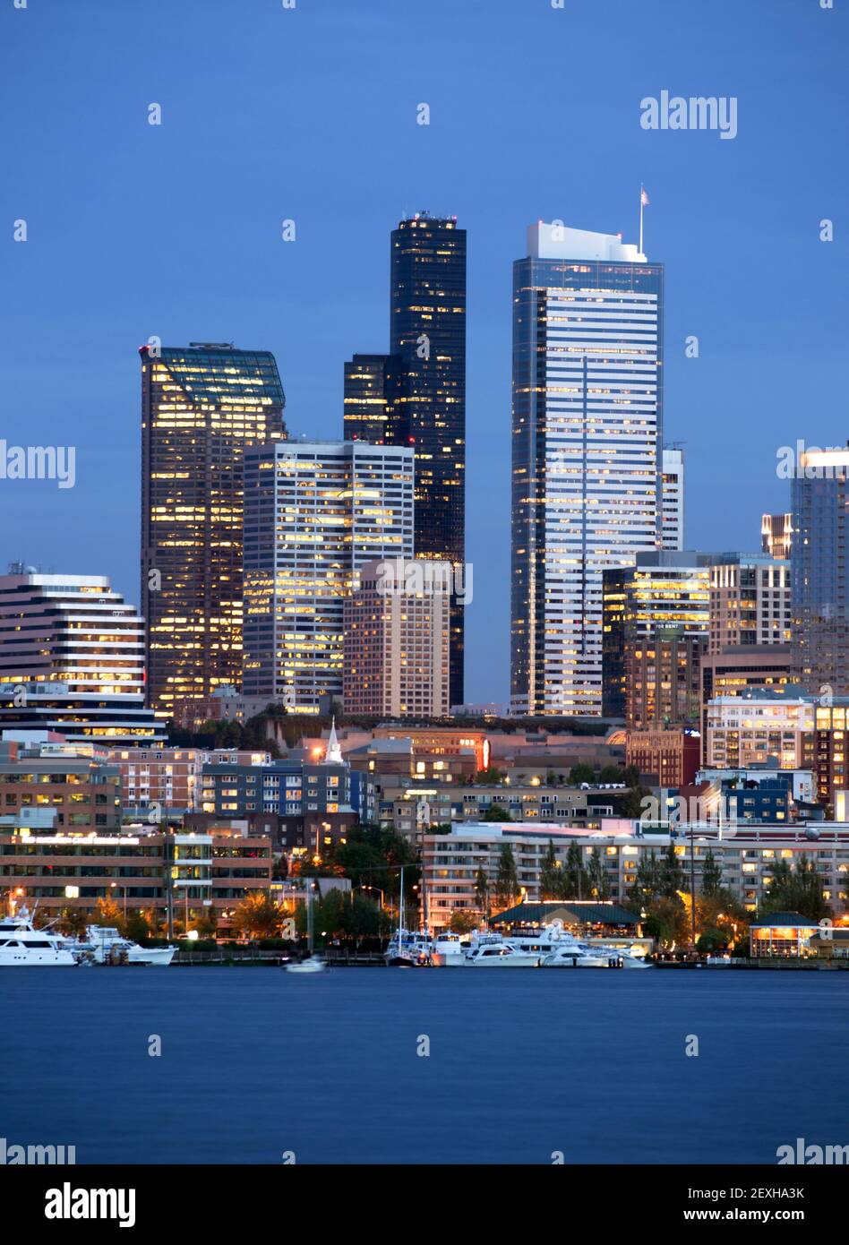 Seattle Skyline Downtown Office Buildings Nautical Transportation Lake ...