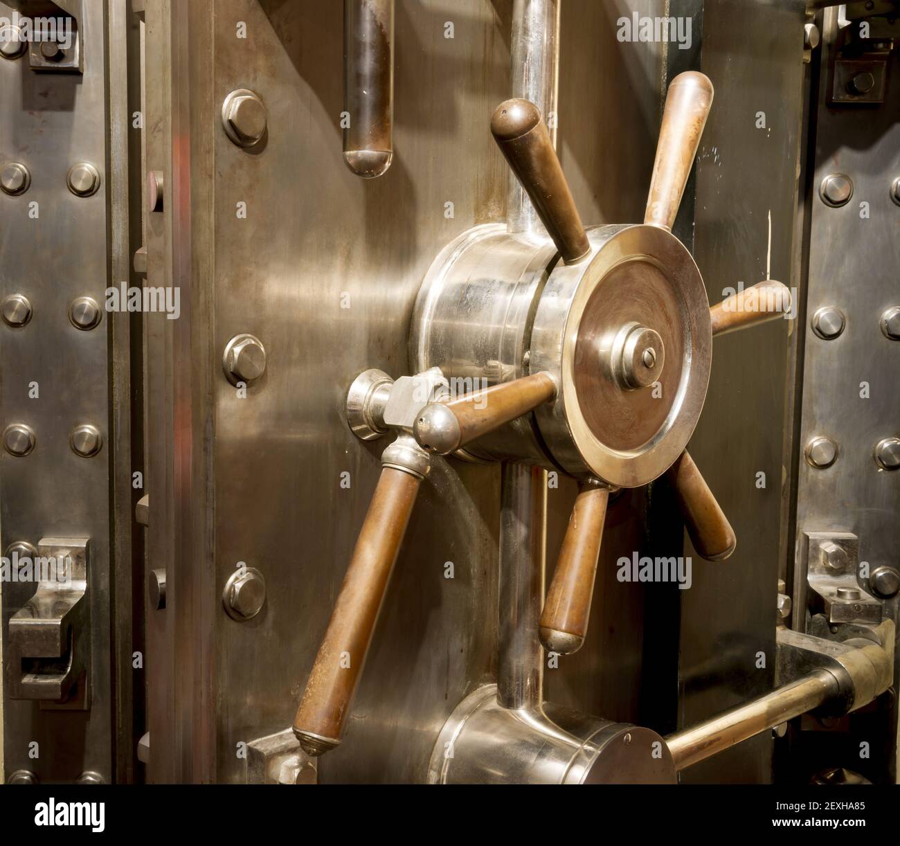 Front of Bank Vault Massive Door Handle Combination Lock Dial Stock ...
