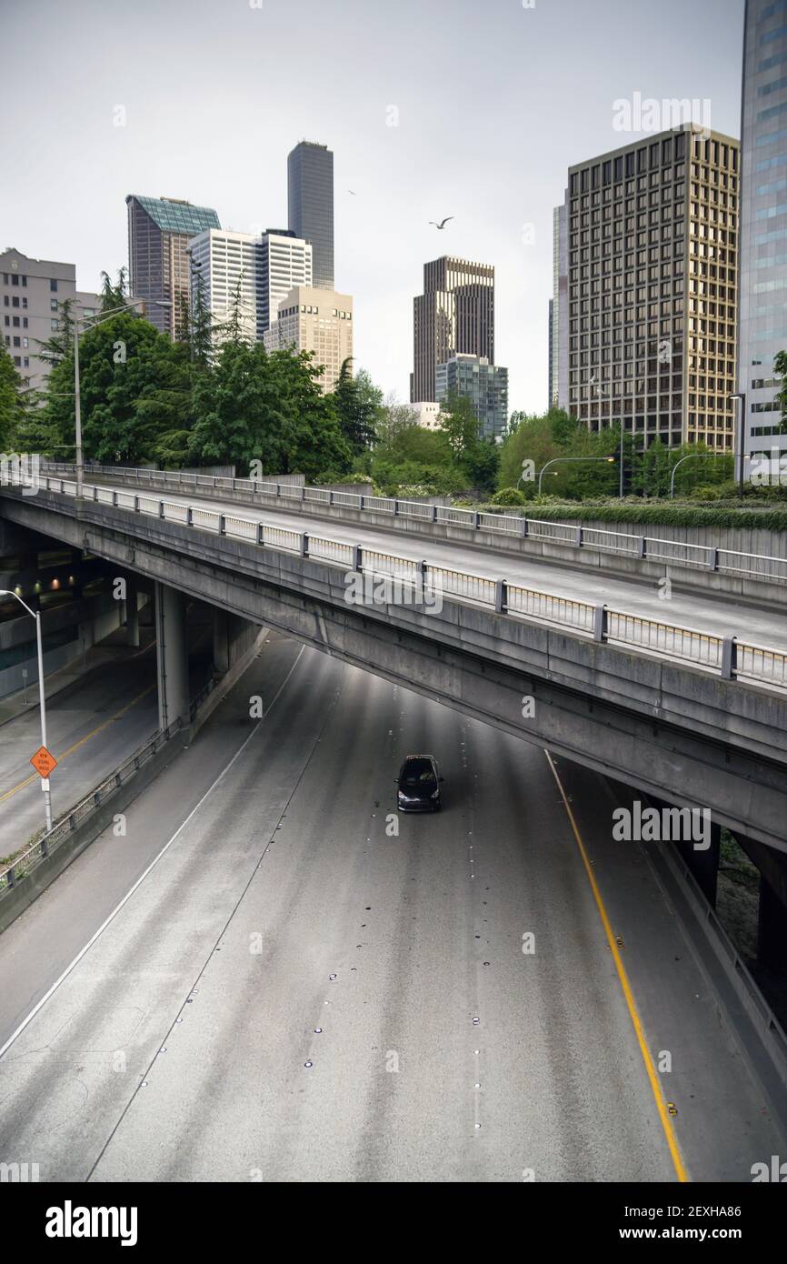 Four Lane Highway Interstate 5 Carries Automobile Travelers Under ...