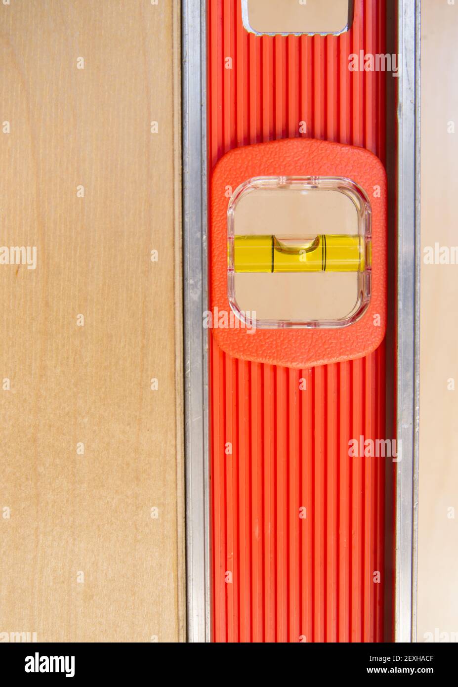 Old Door Gets Installed Leveled up By Long Orange Level Tool Stock ...