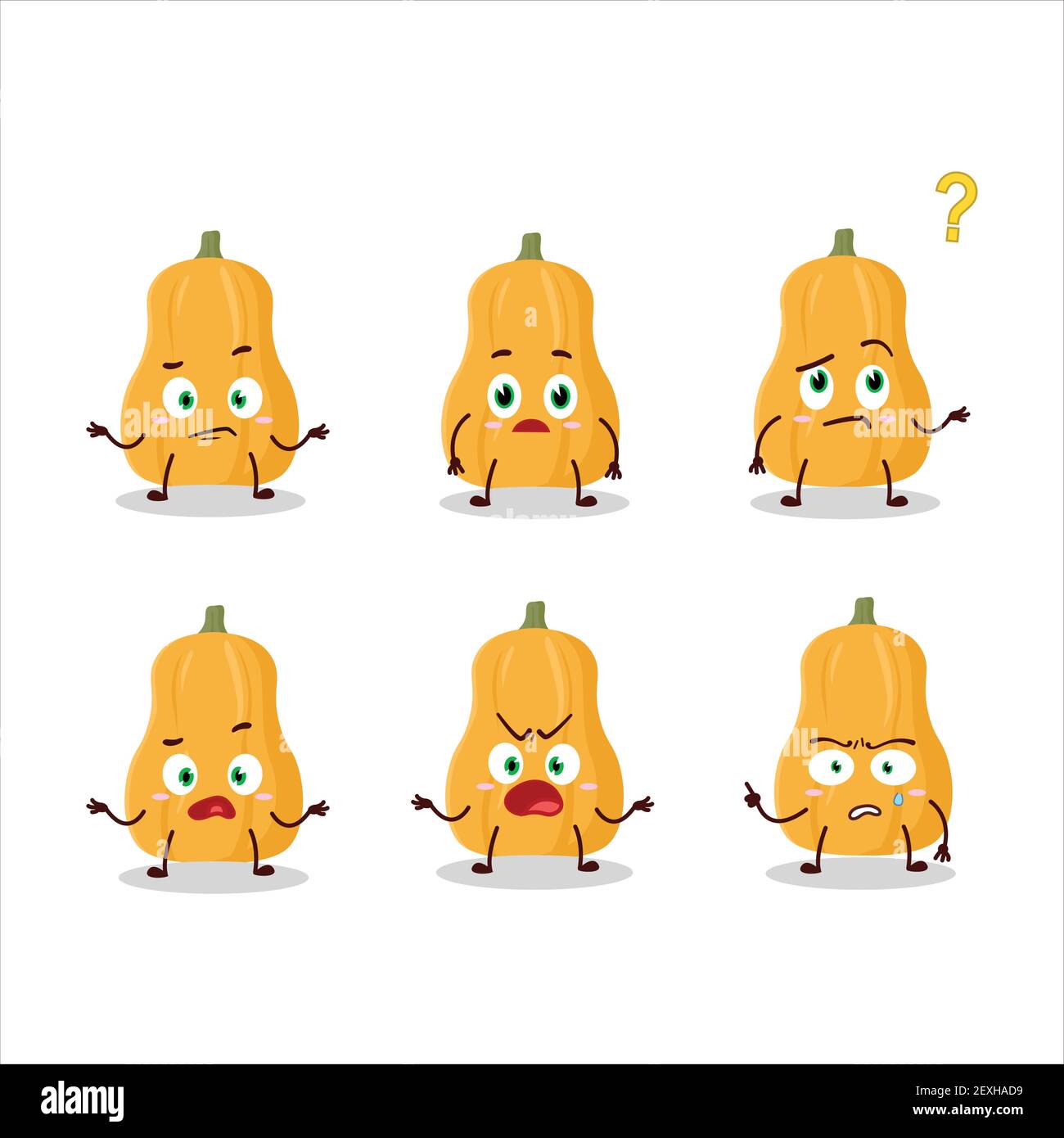 Cartoon character of butternut squash with what expression. Vector ...