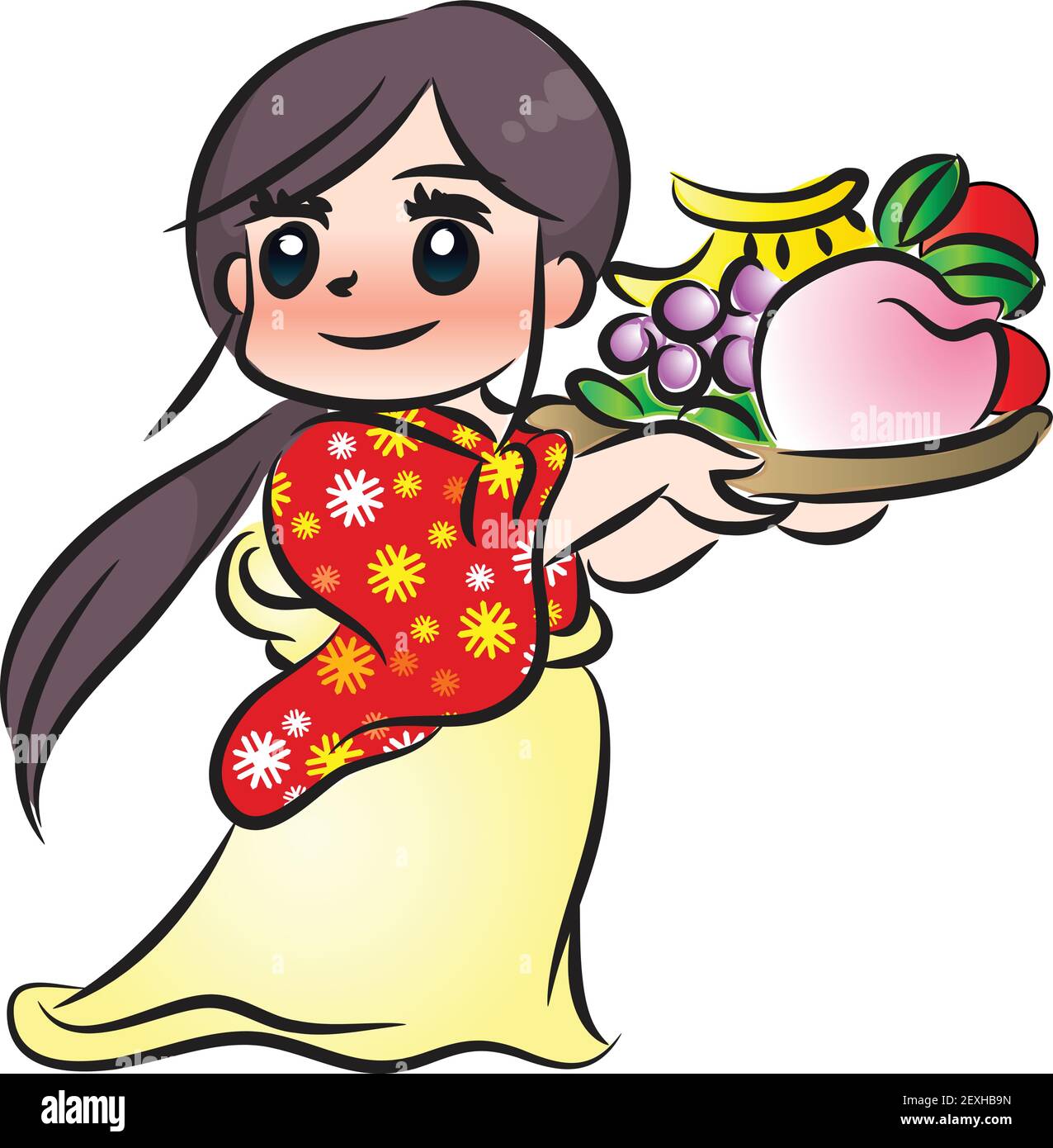Girl hold fruits Stock Vector Images - Alamy
