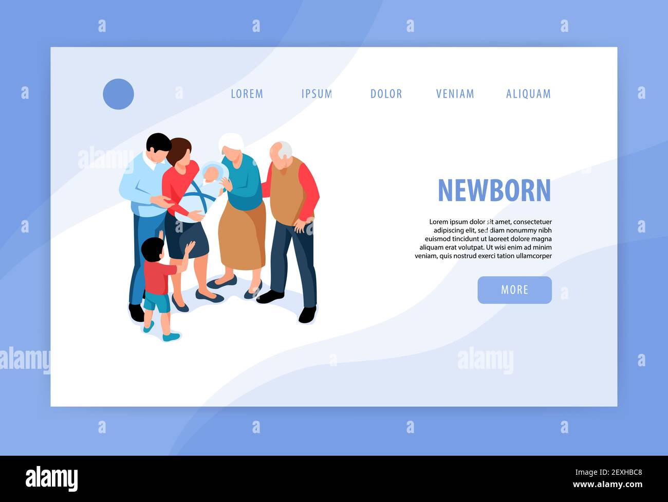 Kids children new siblings concept isometric web banner design with ...