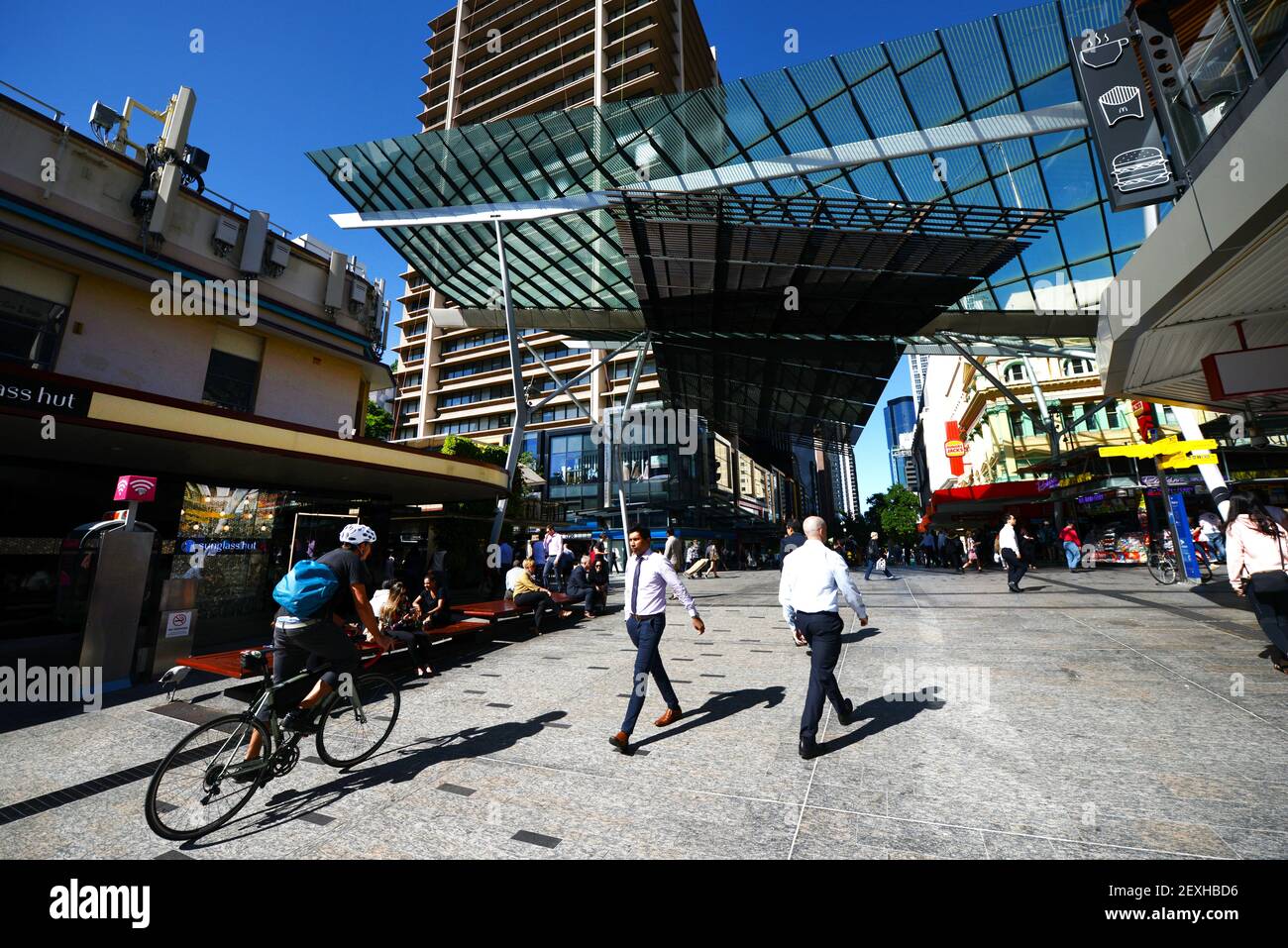 Albert street pedestrian zone in the centre of Brisbane, Australia ...