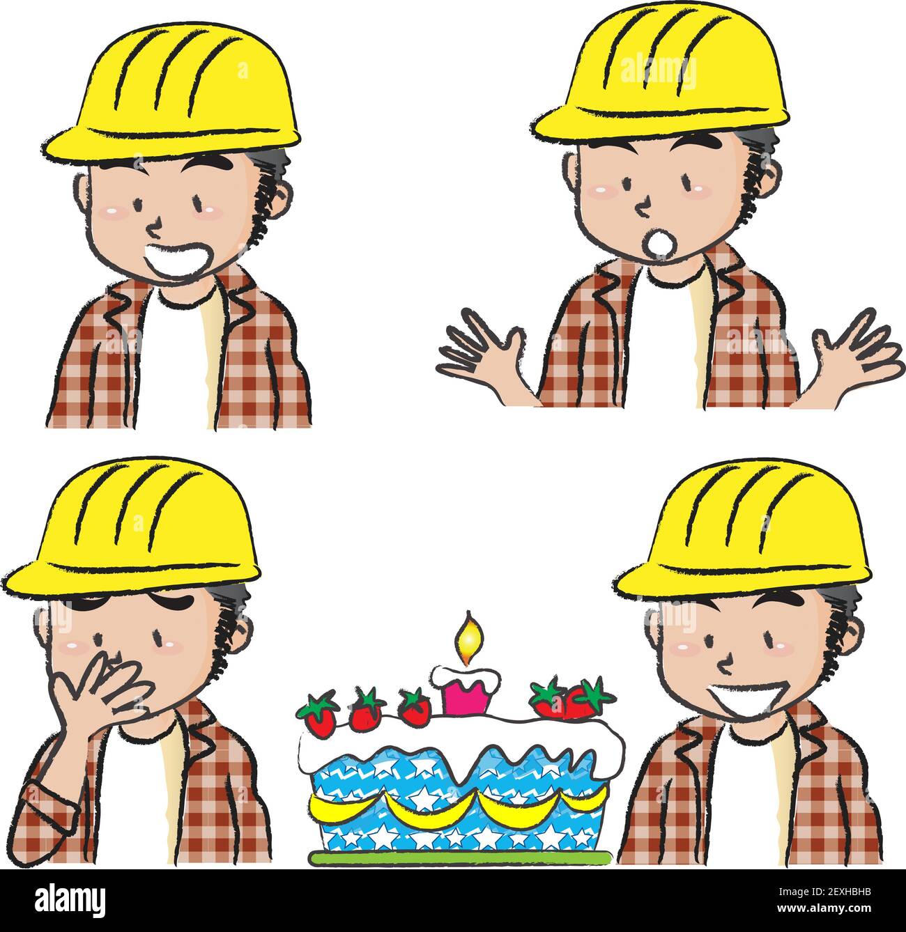 Vector cartoon construction worker emoji set Stock Photo - Alamy