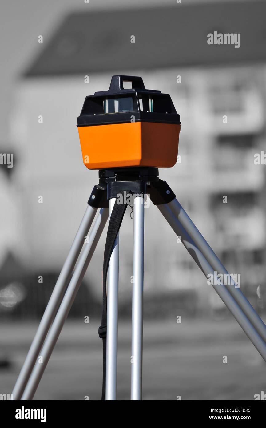 Digital electronic level on a construction site Stock Photo - Alamy