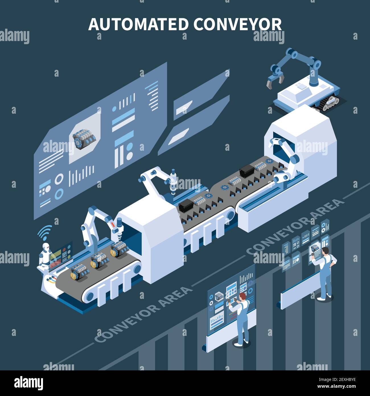Smart industry intelligent manufacturing isometric composition with ...