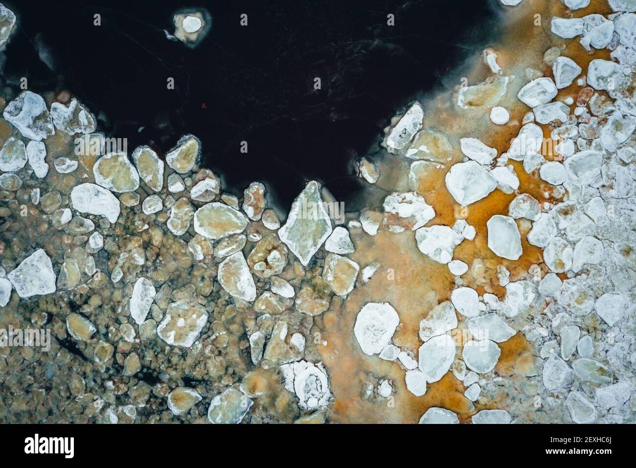 A beautiful view of frozen seawater and ice texture in winter Stock ...