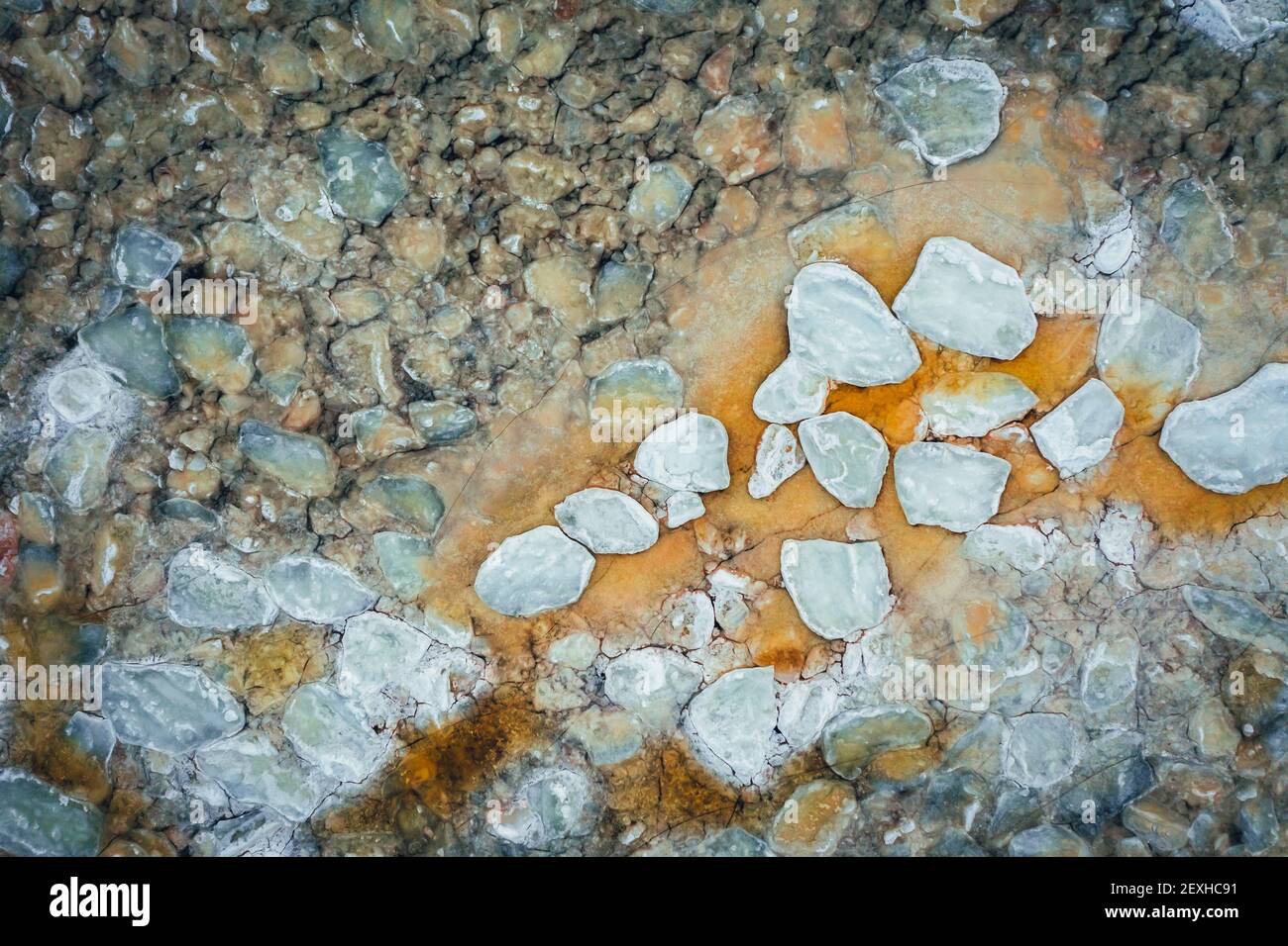 A beautiful view of frozen seawater and ice texture in winter Stock ...