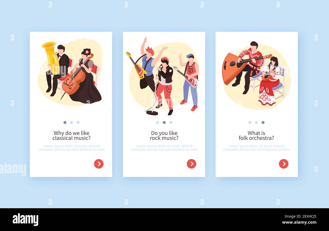 Musicians 3 isometric vertical banners set with classical music ...