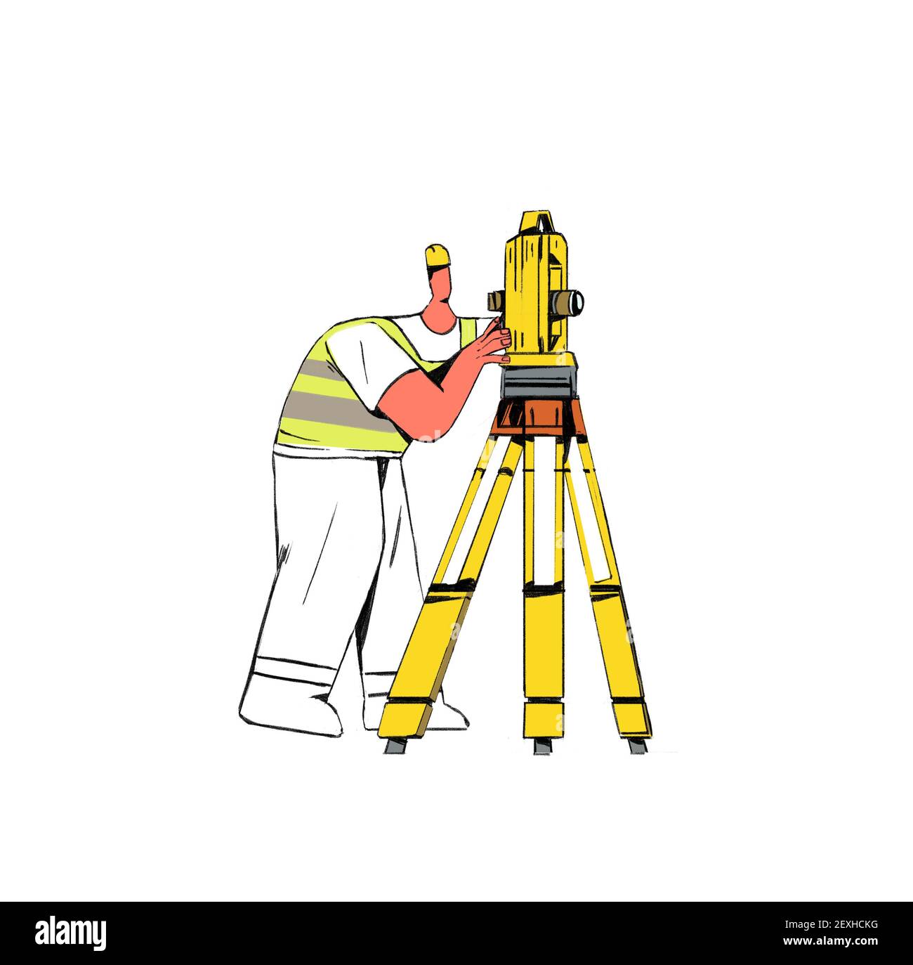 geometer measure construction with theodolite machine on a tripod ...