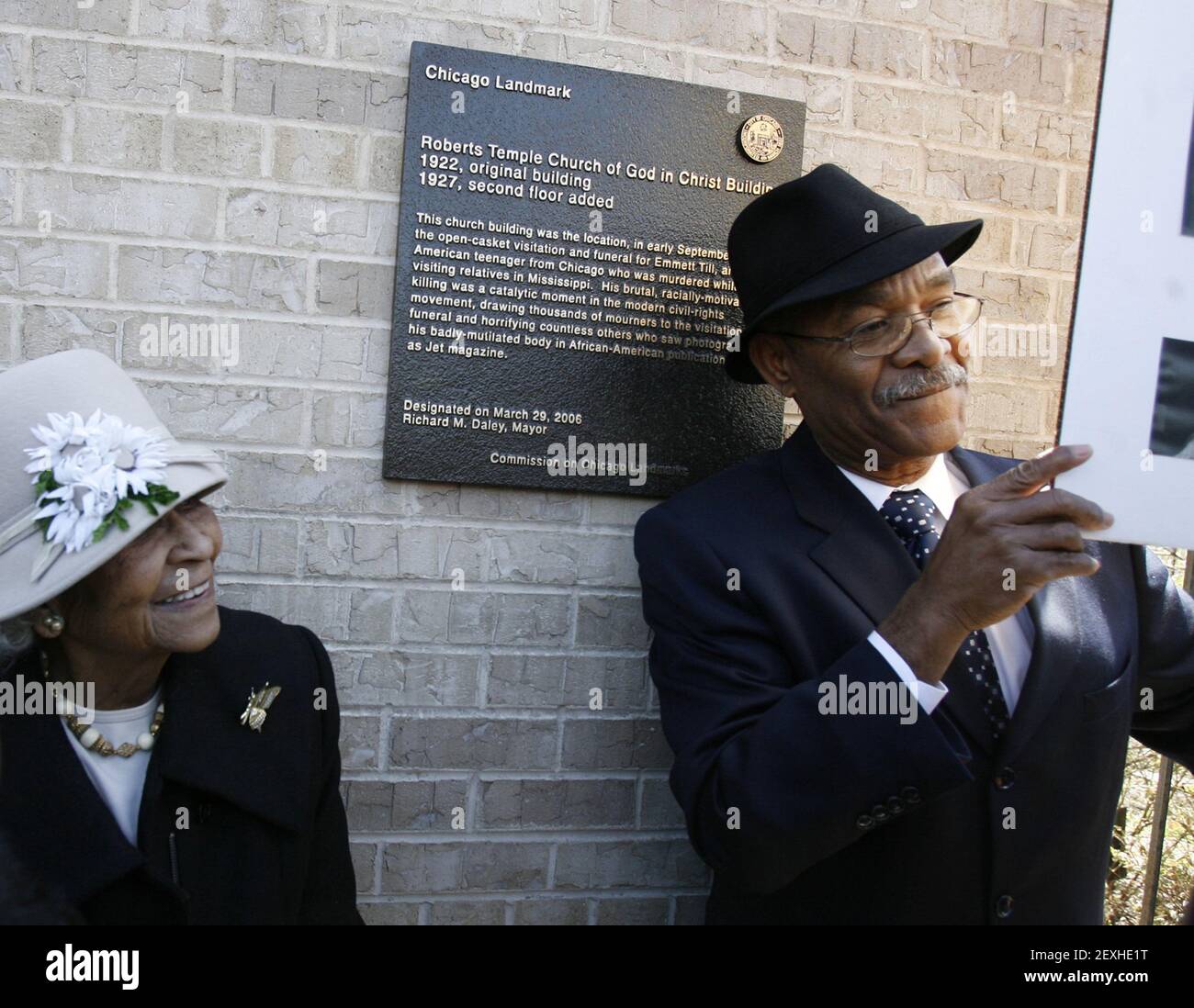 Simeon Wright, 64, Emmett Till's cousin, right, with Camille Roberts ...