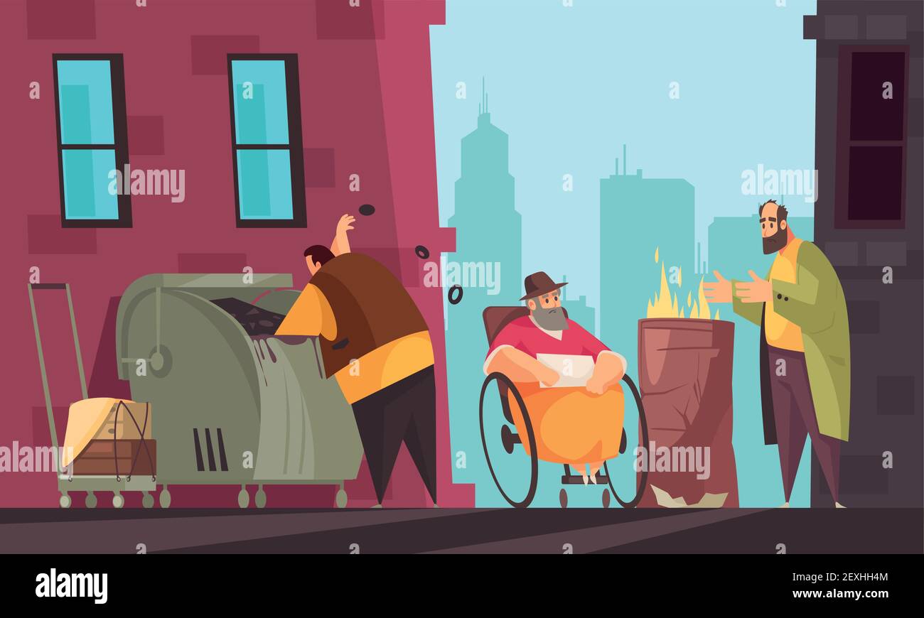 Homeless man on cold winter Stock Vector Images - Alamy