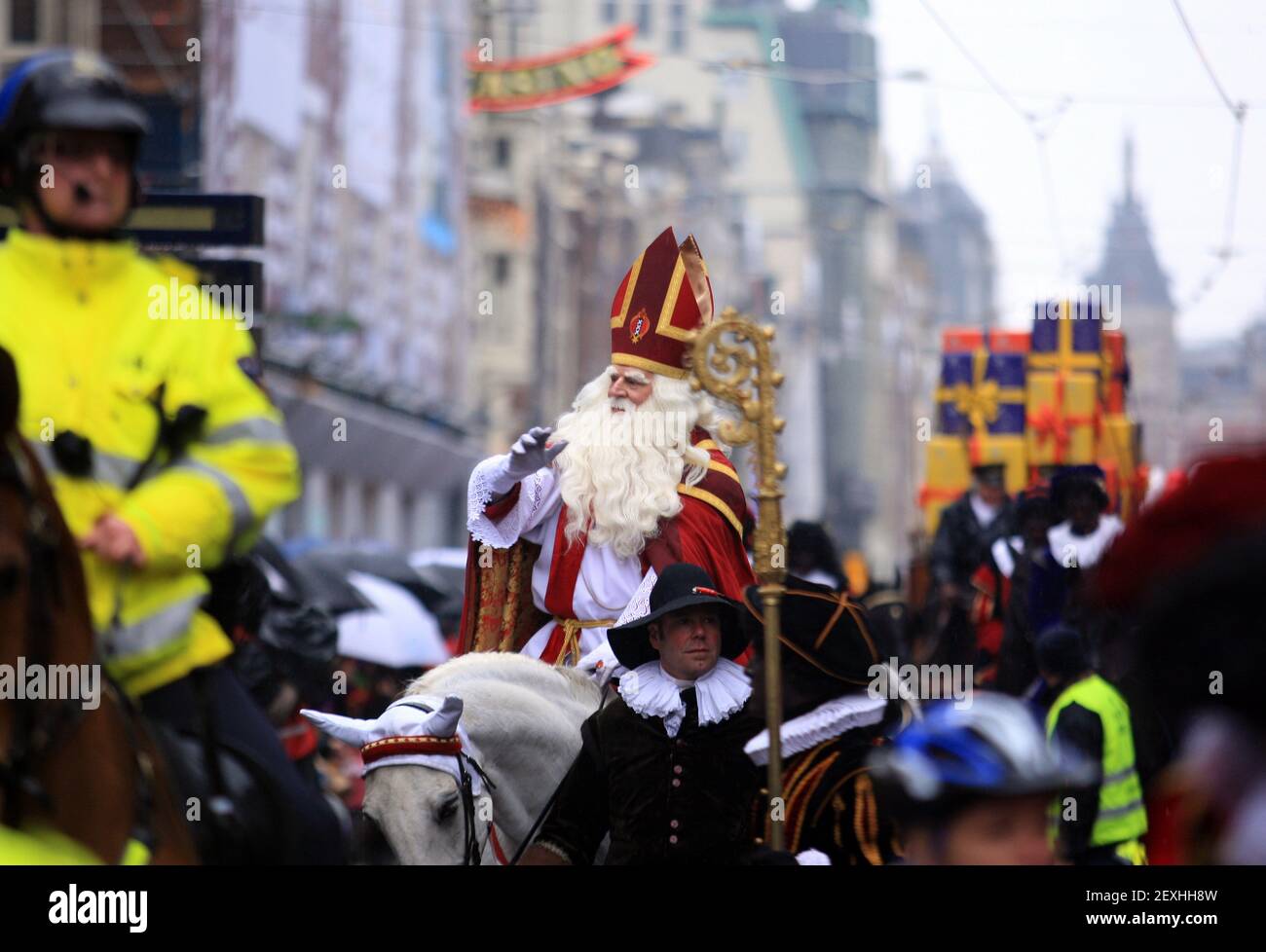 People attends the arrival of Sinterklaas, the Dutch version of Santa ...
