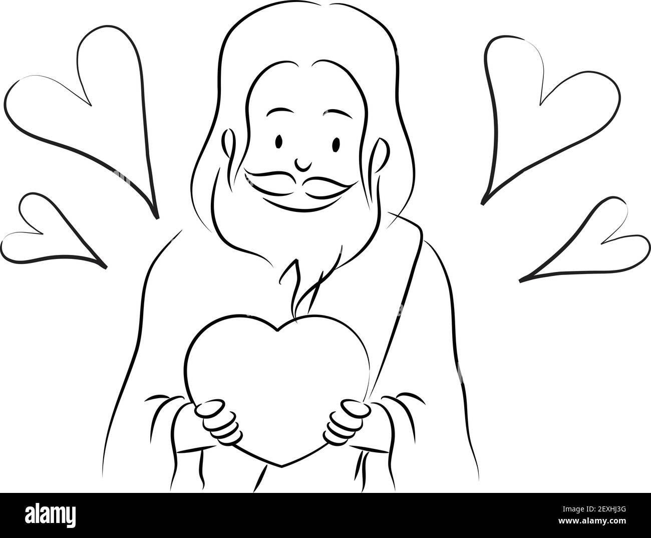 Cartoon Jesus Christ hold heart shape Stock Vector Image & Art - Alamy