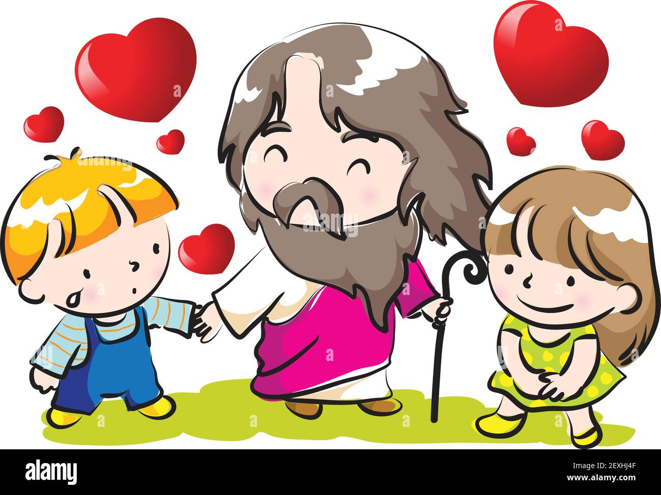 Cartoon Jesus Christ with crying kids Stock Vector Image & Art - Alamy