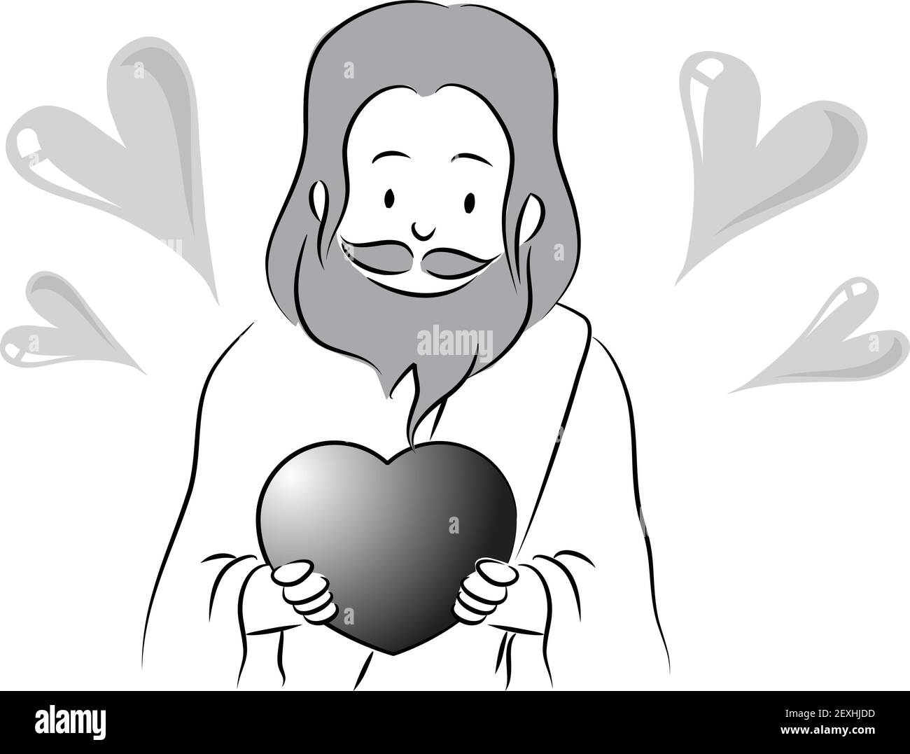 Cartoon Jesus Christ hold heart shape Stock Vector Image & Art - Alamy