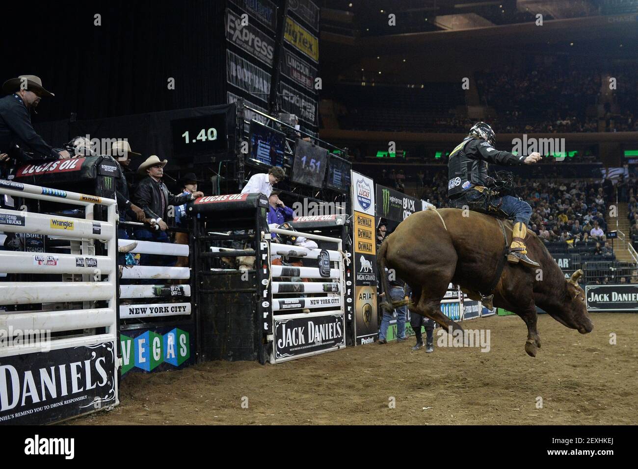 Austin Meier rides Messy Mossy during round two at TheProfessional Bull ...