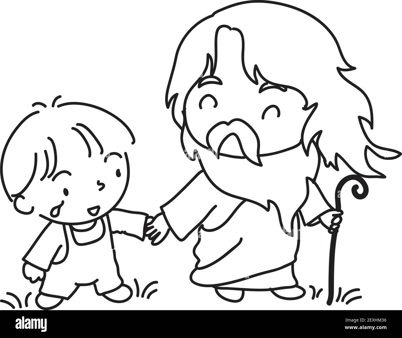 Cartoon Jesus Christ with happy and sad kids Stock Vector Image & Art ...