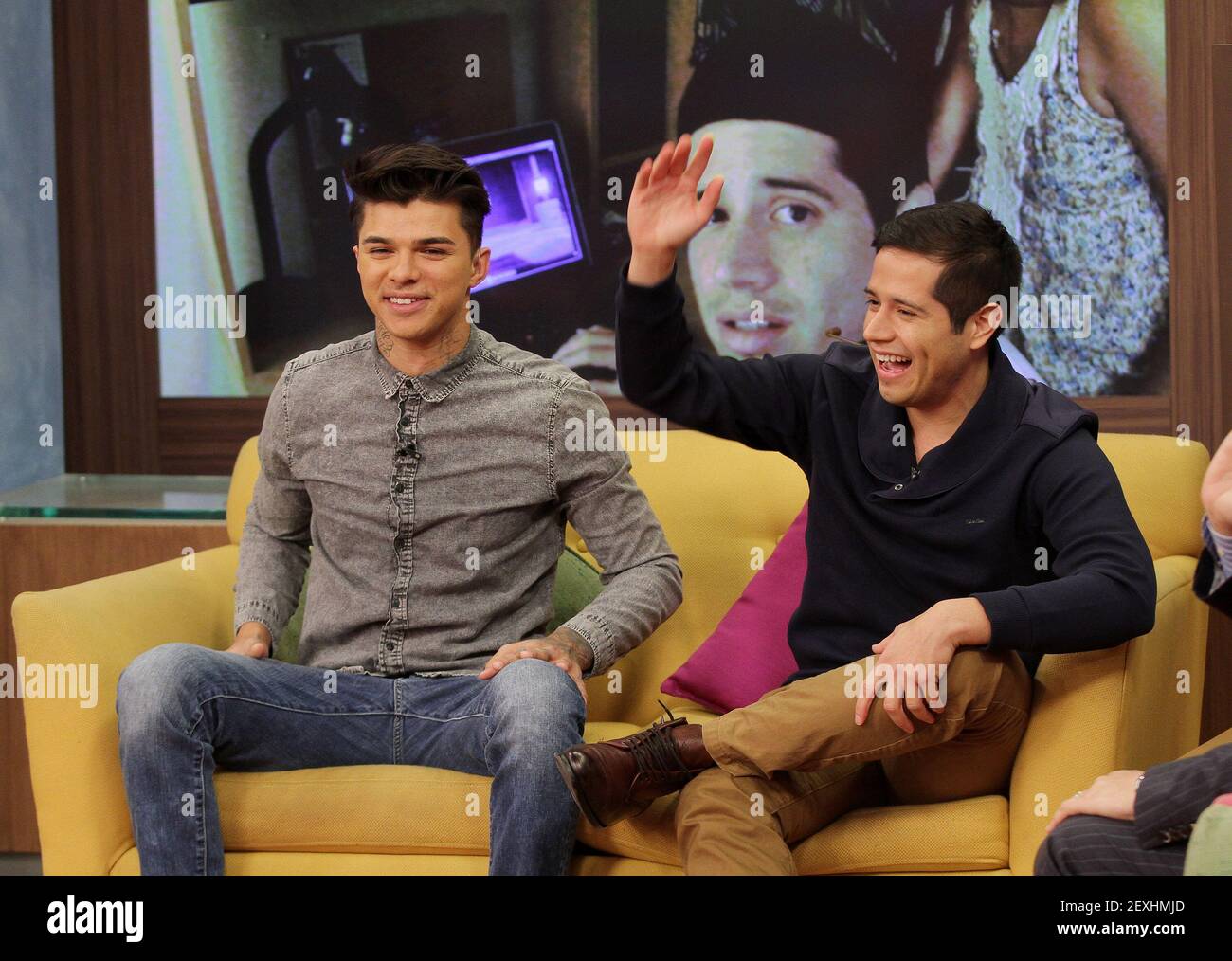 Actors Andrew Jacobs and Jorge Diaz are seen at Univision's Studios ...