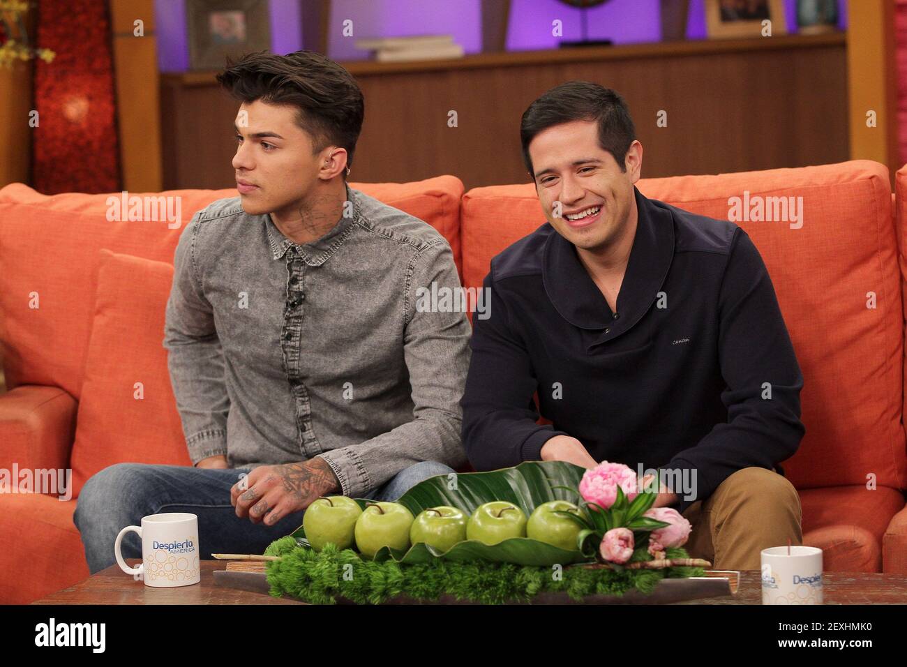 Actors Andrew Jacobs and Jorge Diaz are seen at Univision's Studios ...