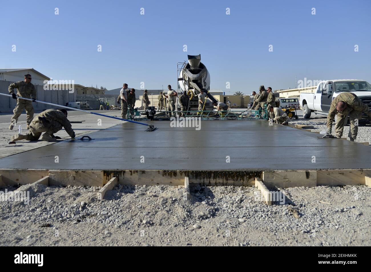 U.S. Airmen assigned to the 577th Expeditionary Prime Base Engineer ...