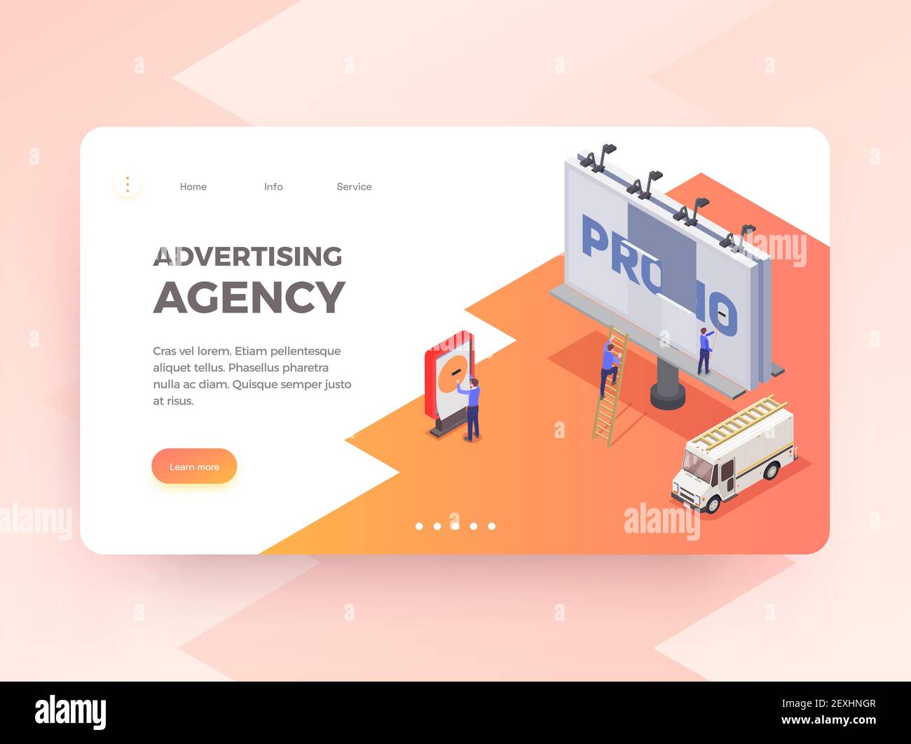 Advertising agency isometric horizontal banner with people changing ...