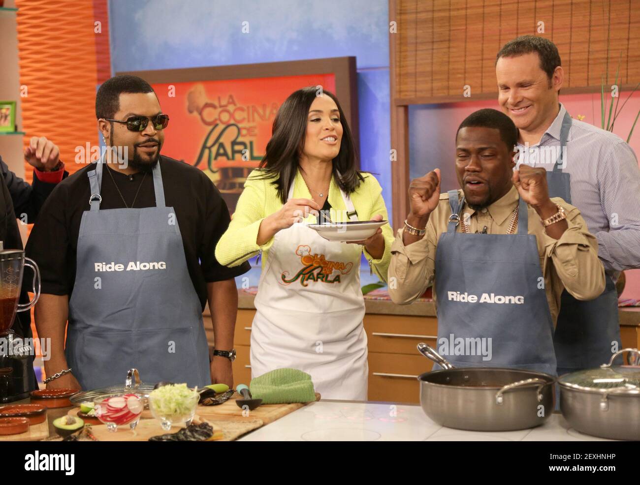 Ice Cube, Karla Martinez, Kevin Hart and Alan Tacher are seen on the ...