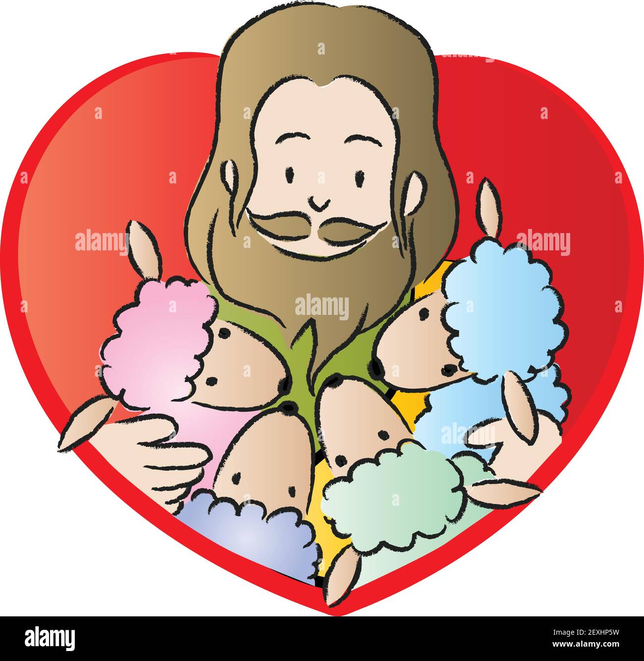 Cartoon Jesus Christ hug kids Stock Vector Image & Art - Alamy