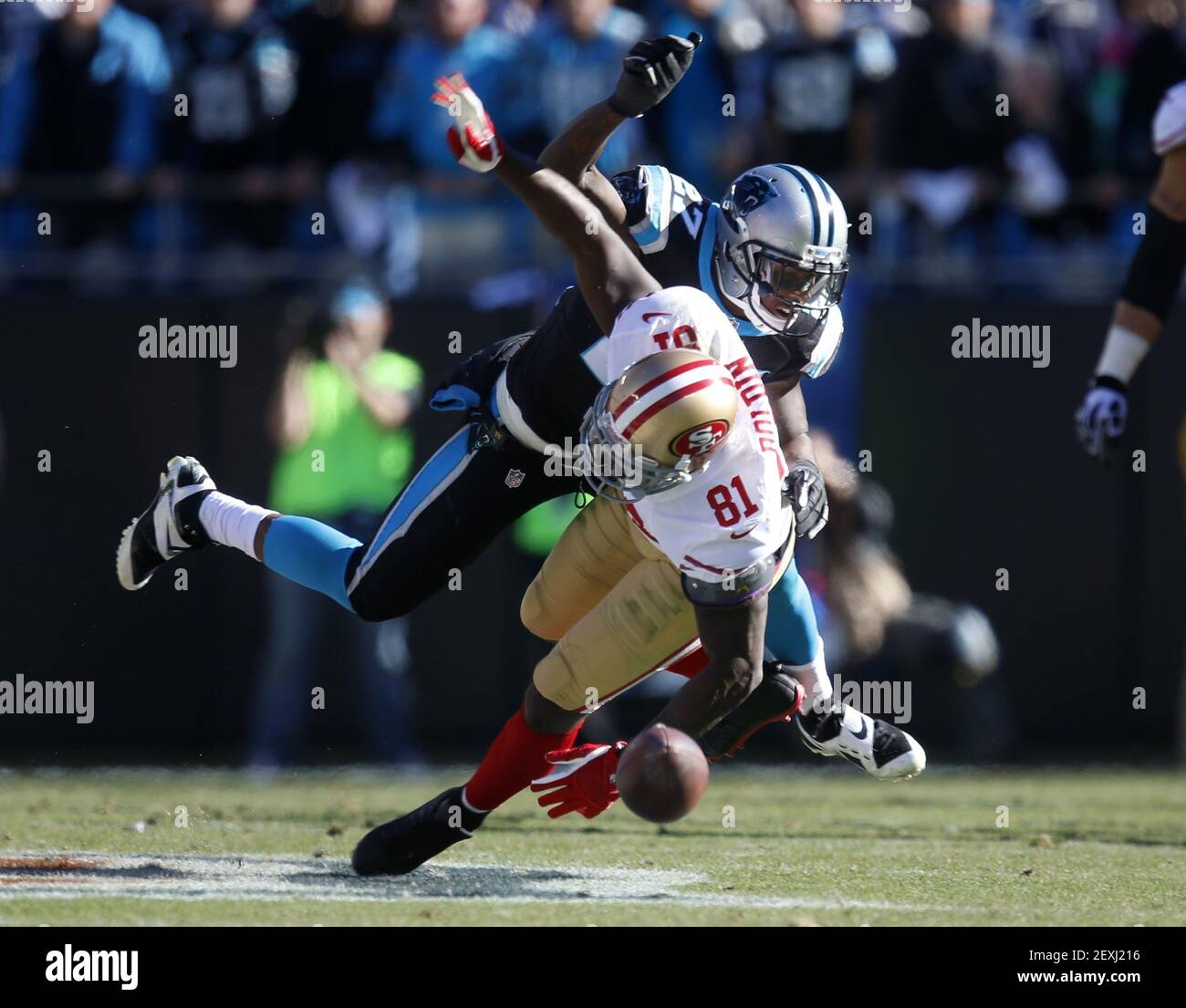 Carolina Panthers' Quintin Mikell (27) breaks up a pass to San ...