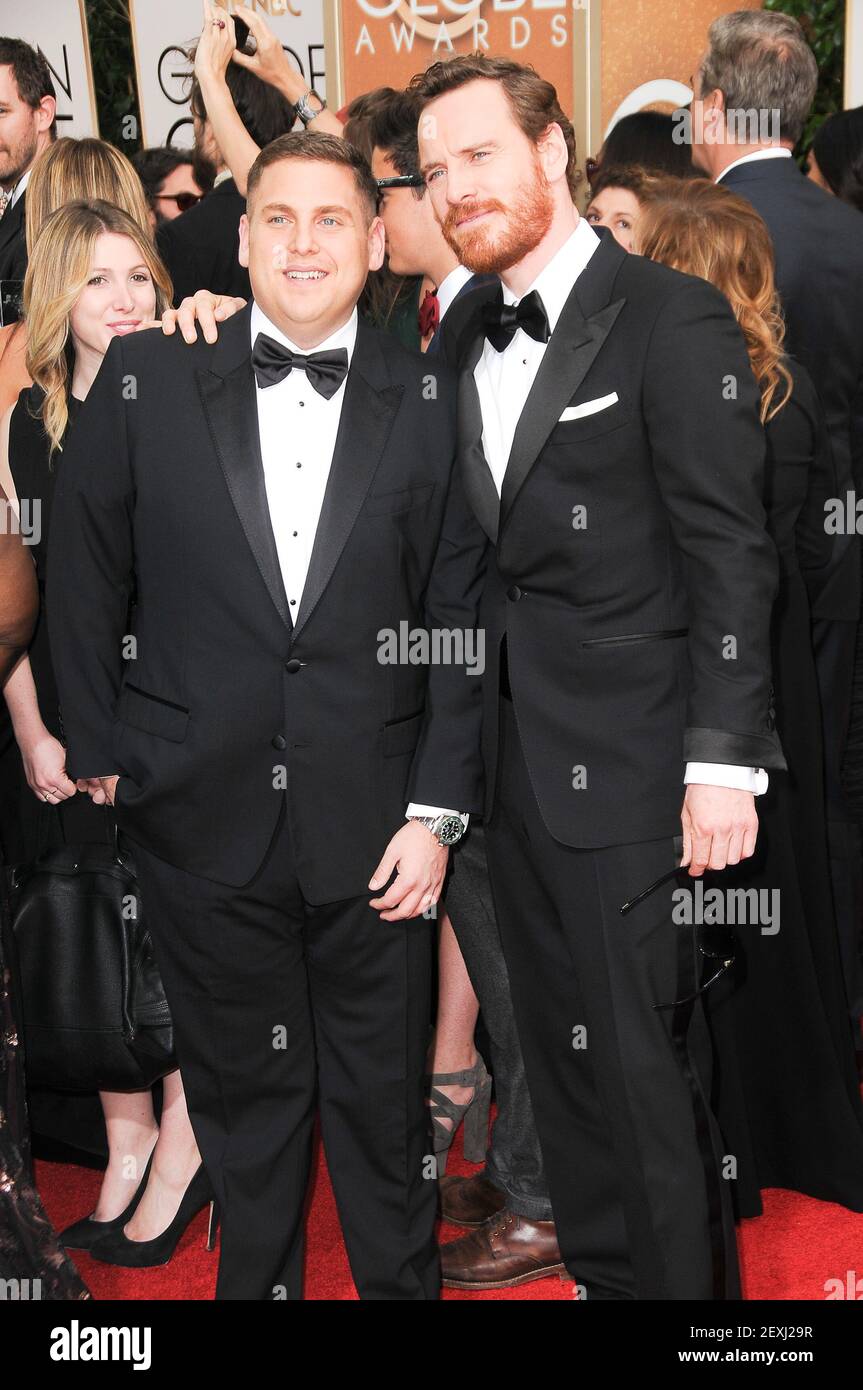 Actor Michael Fassbender and Seth Rogen arrives at the 71st Annual ...