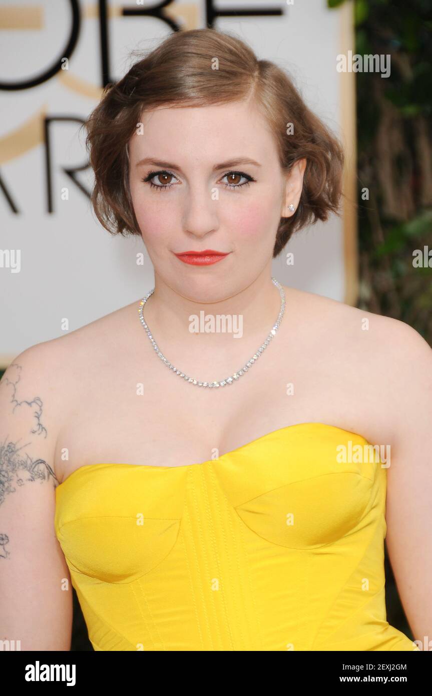 Actress Lena Dunham arrives at the 71st Annual Golden Globe Awards held ...