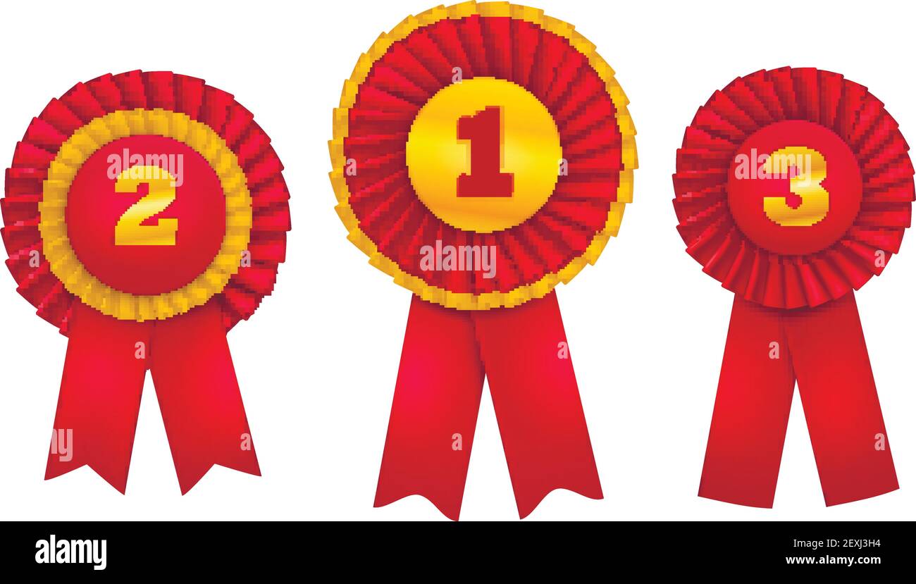 Rewarding badges rosettes award realistic set of orders for top winning ...