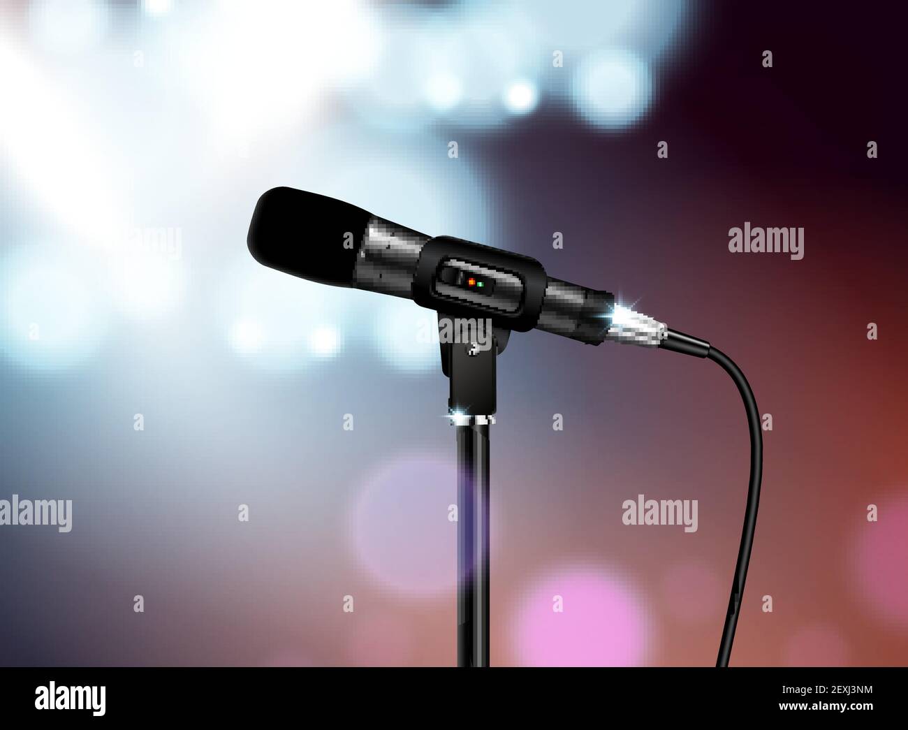Professional microphone concert realistic composition with vocal mic ...