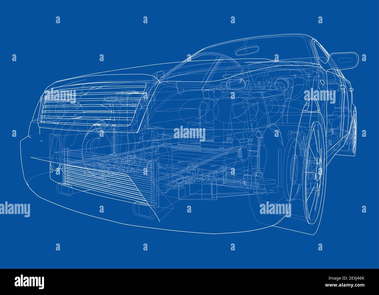 Electric Car With Chassis. Vector rendering of 3d Stock Vector Image ...