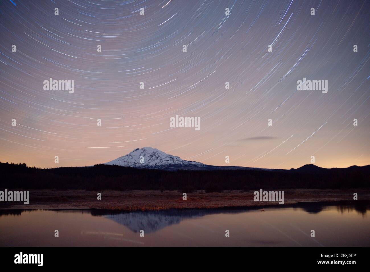 Late Night Long Exposure Stars Sky Mountain Lake Scene Stock Photo - Alamy