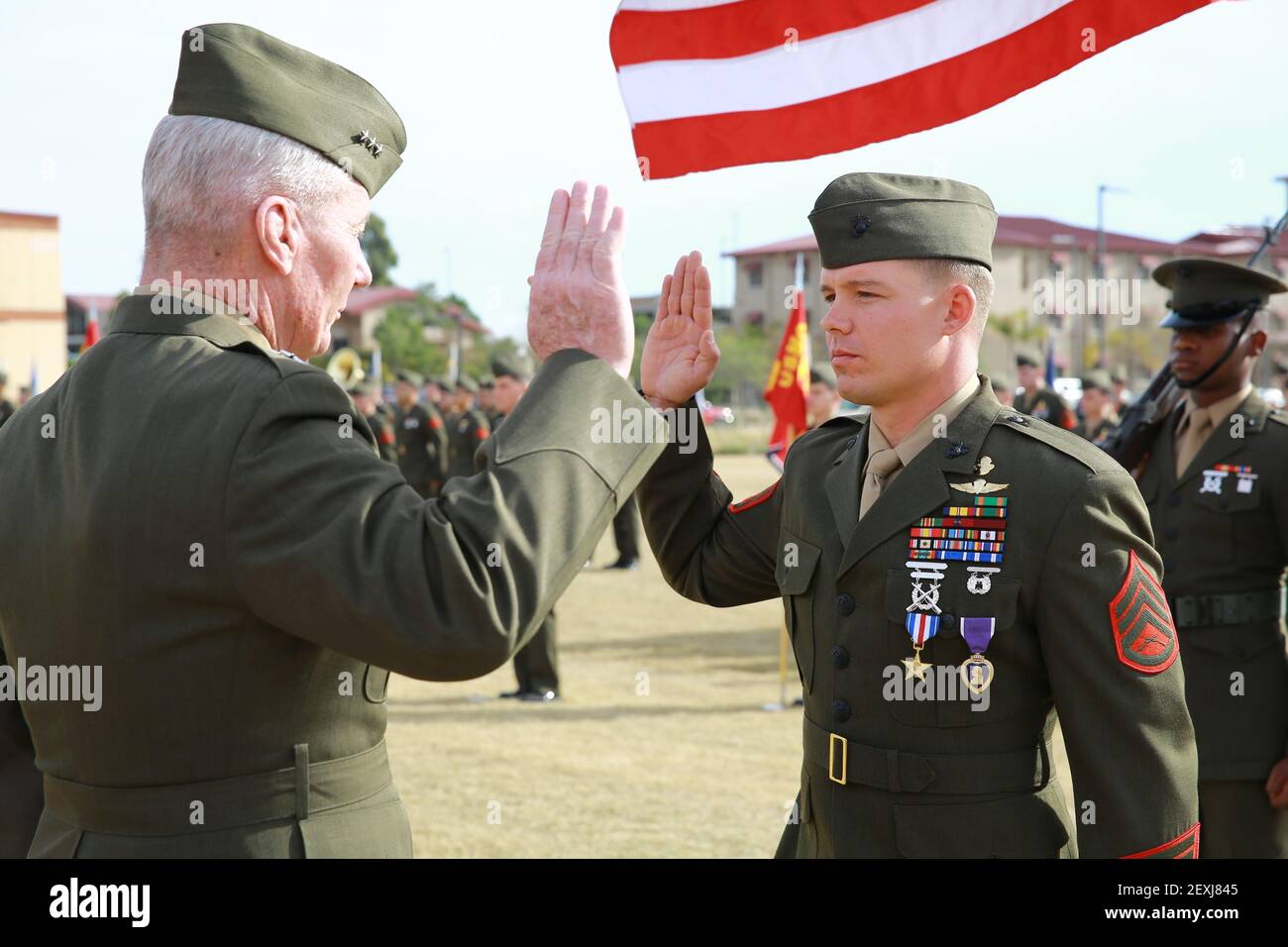 U.S. Marine Corps Lt. Gen. John Toolan, left, the commanding general of ...
