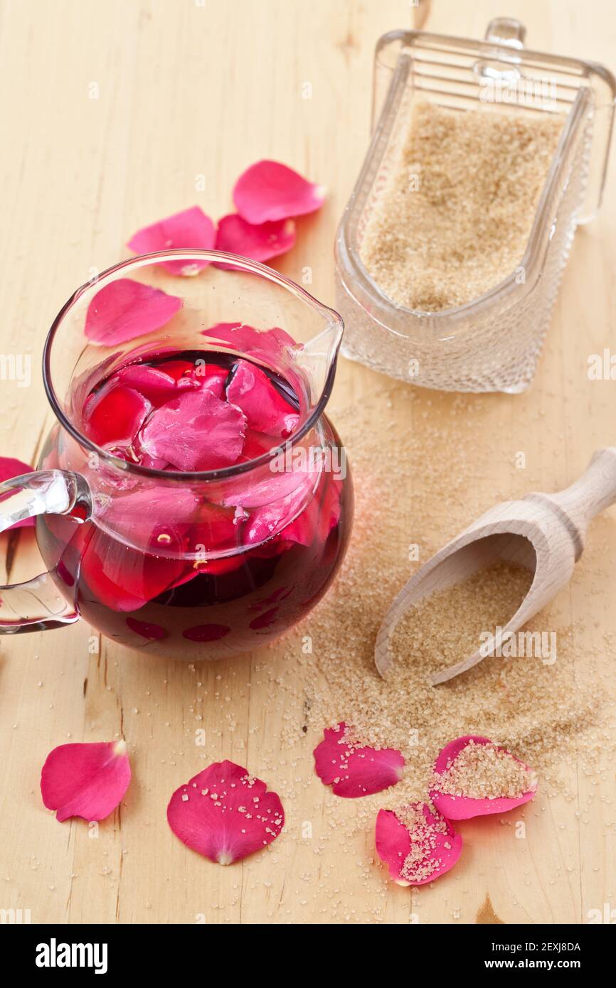 Homemade rose syrup Stock Photo - Alamy