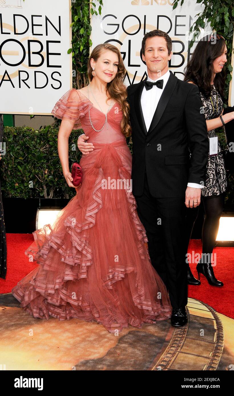 Comedian Adam Sandberg arrives at the 71st Annual Golden Globe Awards ...